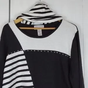 Alfred Dunner | Sweaters | Alfred Dunner Womens Blackwhite Color Block ...